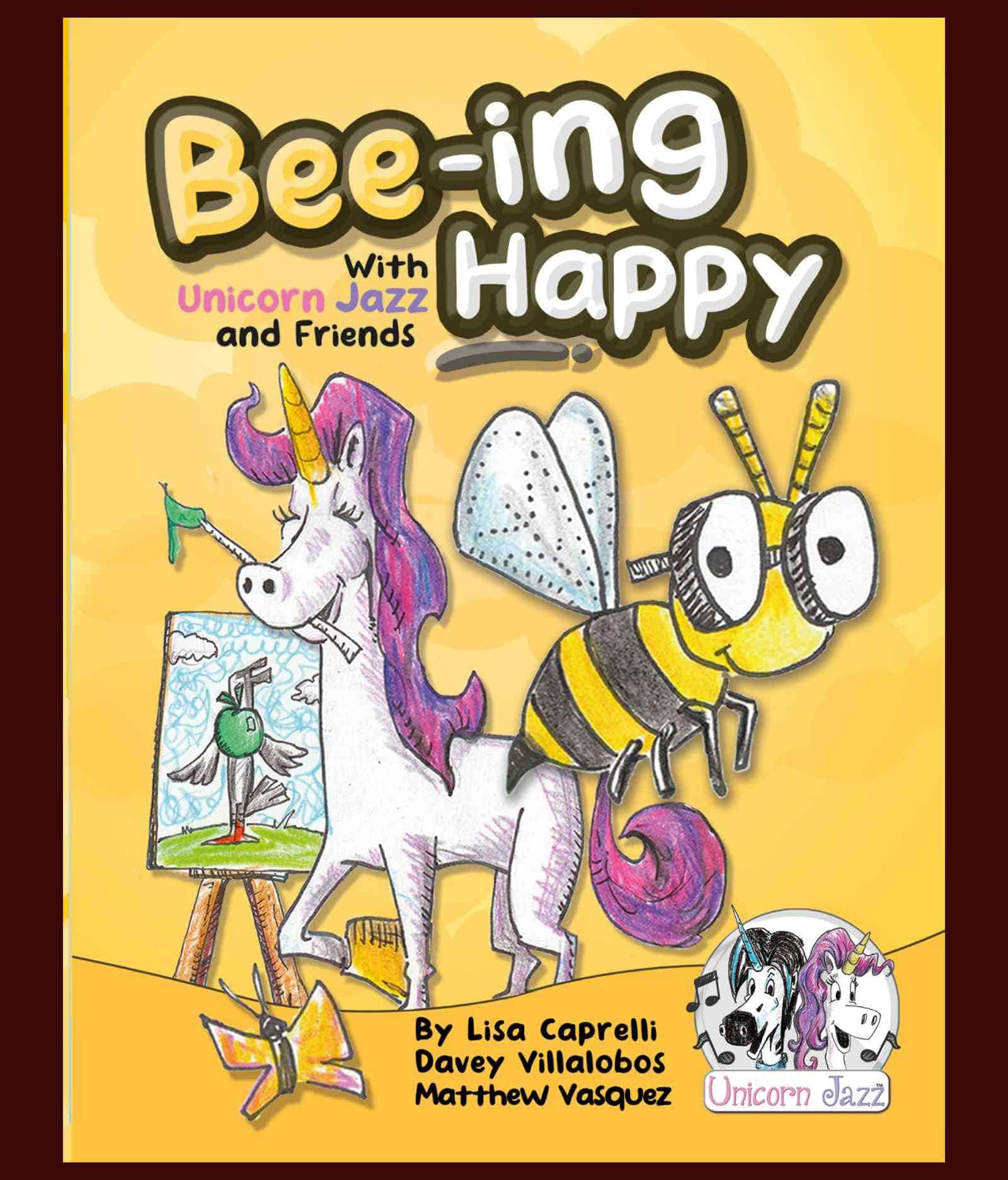 Happiness book for Kids Bee-ing Happy with Unicorn Jazz - Free DIY Crafts