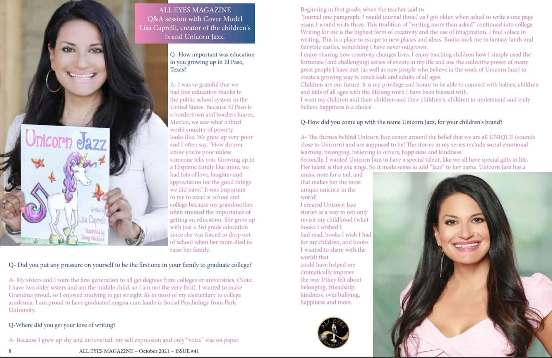 Unicorn Jazz Creator Lisa Caprelli Cover Models and Interviews for All ...